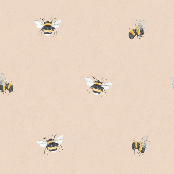 Brown Miniature Bumble Bee Hand Painted Wallpaper - West and Walker
